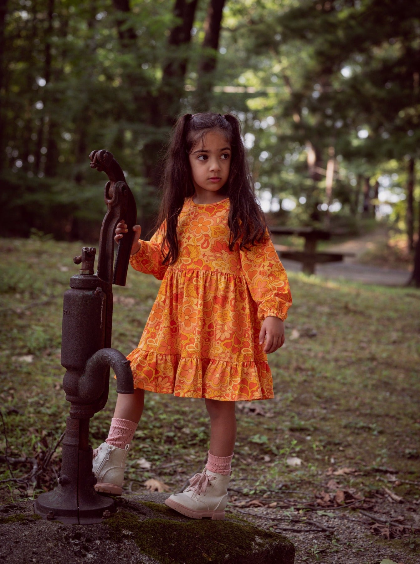 Retro Boho Long Sleeve Girls Fall Dress – Strawberry Jam Kids