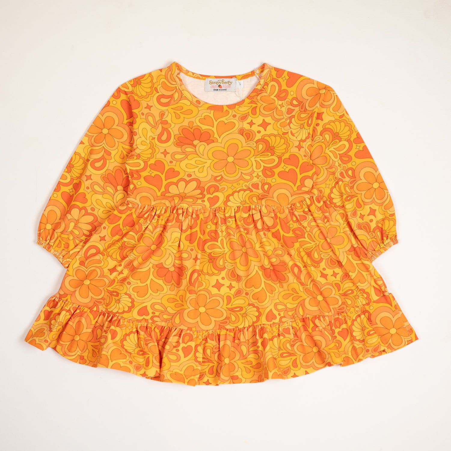 Retro Boho Long Sleeve Girls Fall Dress – Strawberry Jam Kids